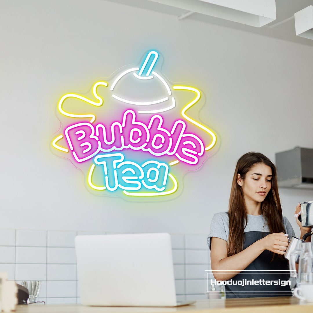 Bubble Tea Neon Sign, Custom Boba Tea Milk Tea LED Neon Light Drinks ...