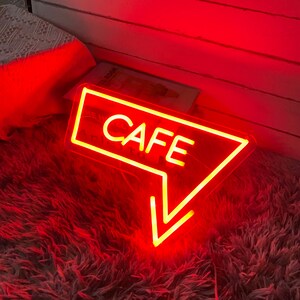 Cafe Arrow Neon Sign Custom Coffee Bar Shop Restaurant LED Neon Sign ...