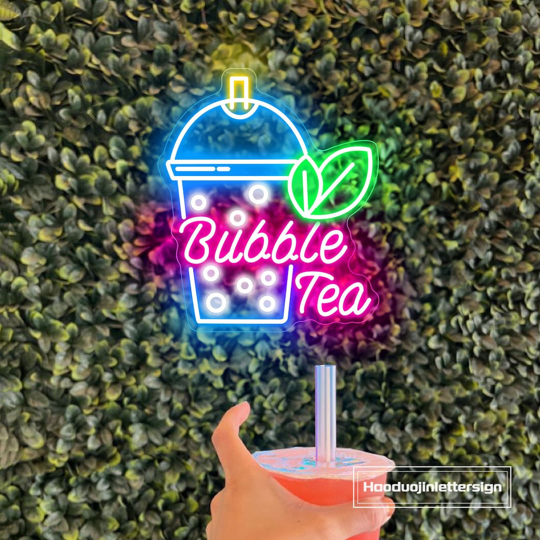 Bubble Tea Neon Sign, Custom Boba Tea Milk Tea LED Neon Light Drinks ...
