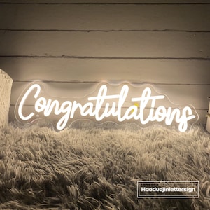 Congratulations Neon Sign, Custom Grad Party LED Neon Light Congrats ...