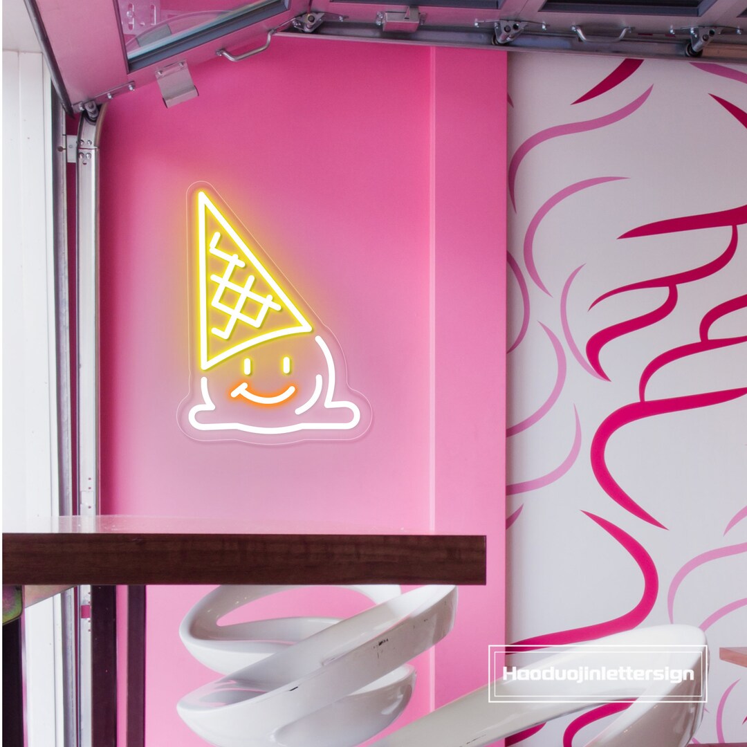 Ice Cream Cone Neon Sign, Custom Sorbet LED Neon Light Home Wall Decor ...