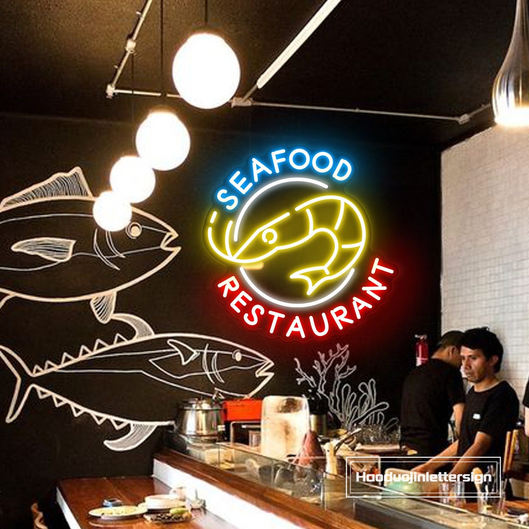 Seafood Restaurant Neon Sign, Custom Sea Food Shop Shrimp LED Neon ...