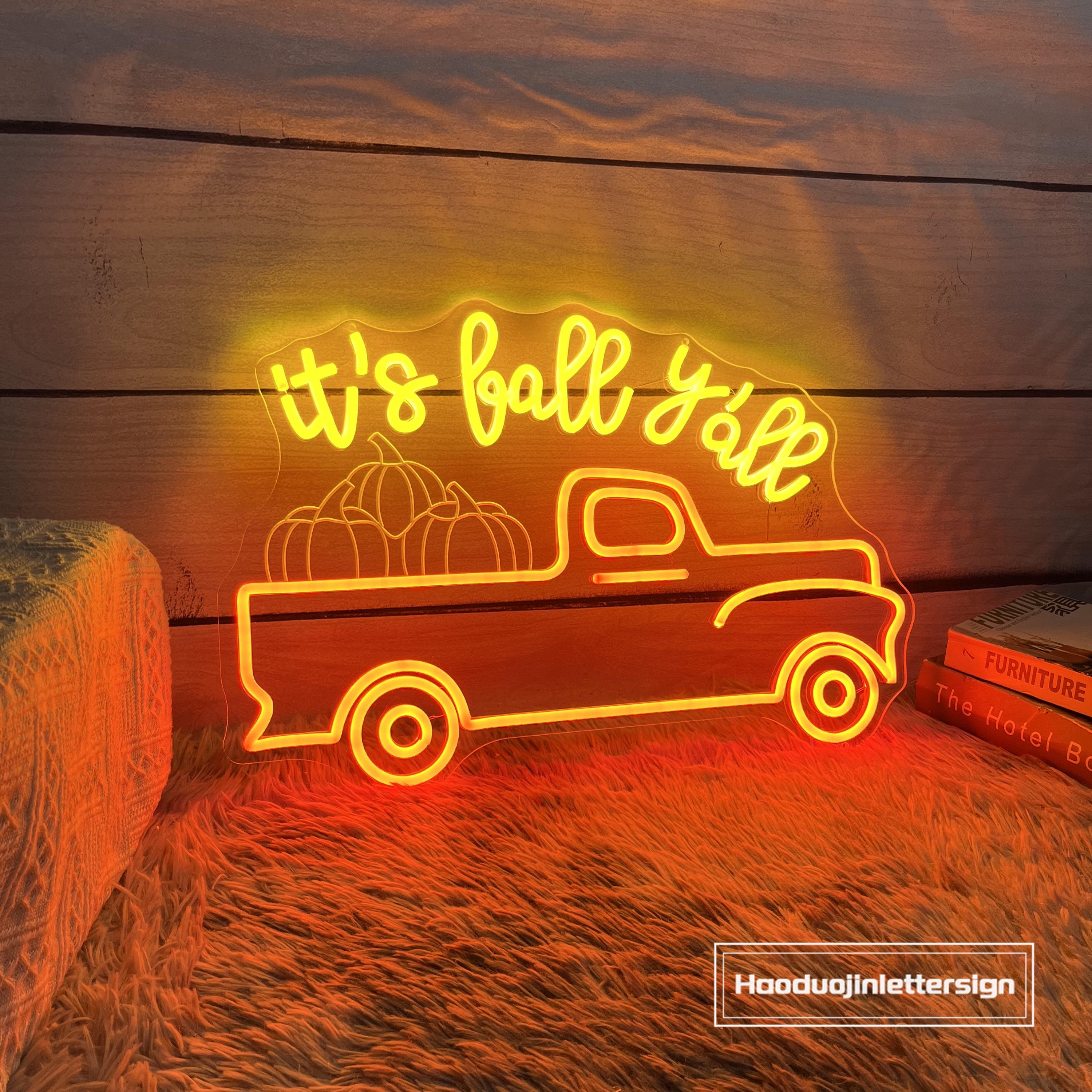 It’s Fall Y’all Pumpkin Truck LED Neon Sign, Custom Fall Home Decor ...