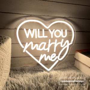 Will You Marry Me Heart Neon Sign, Custom Wedding LED Neon Light ...