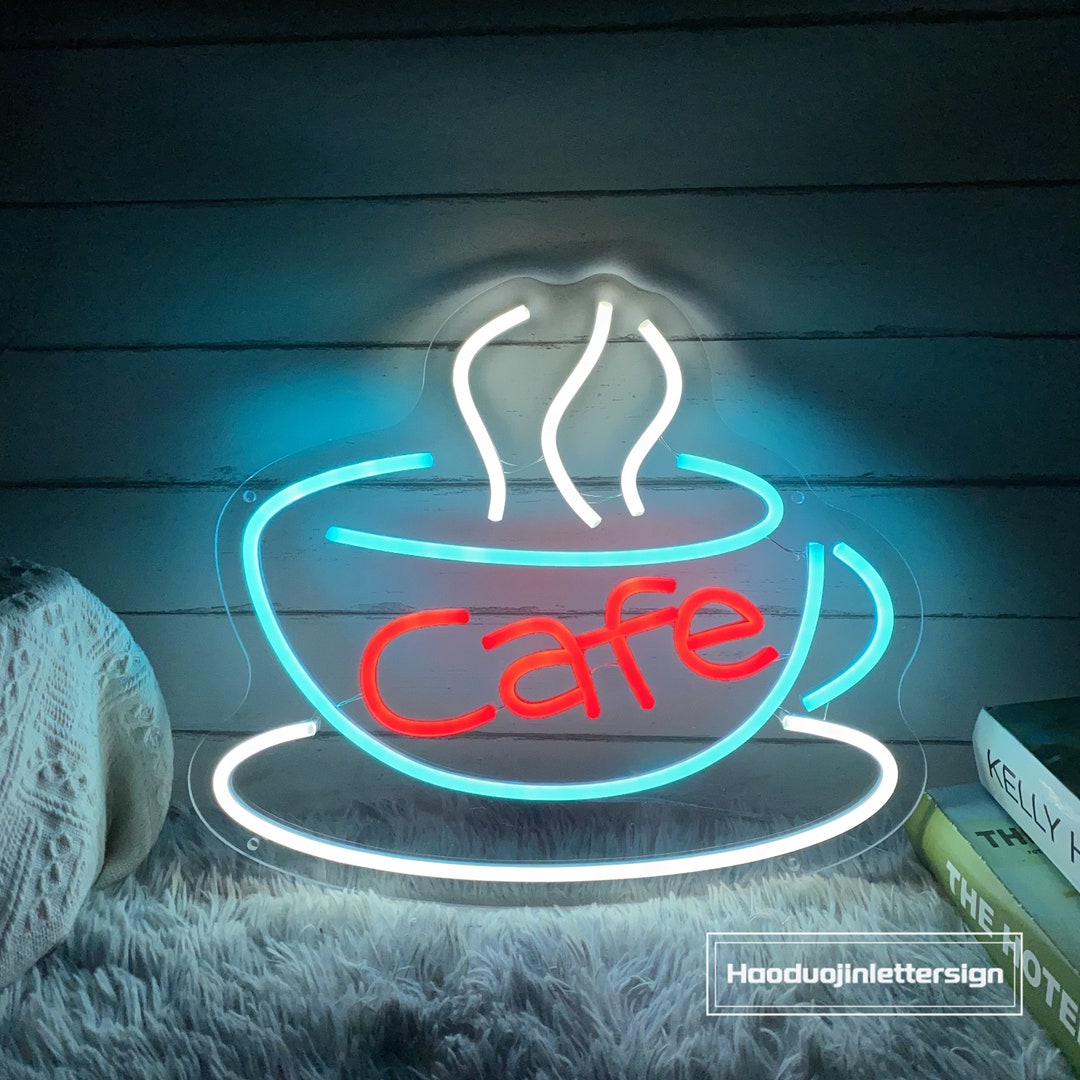 Coffee Cup Cafe LED Neon Sign, Custom Coffee Bar Shop Restaurant Wall ...