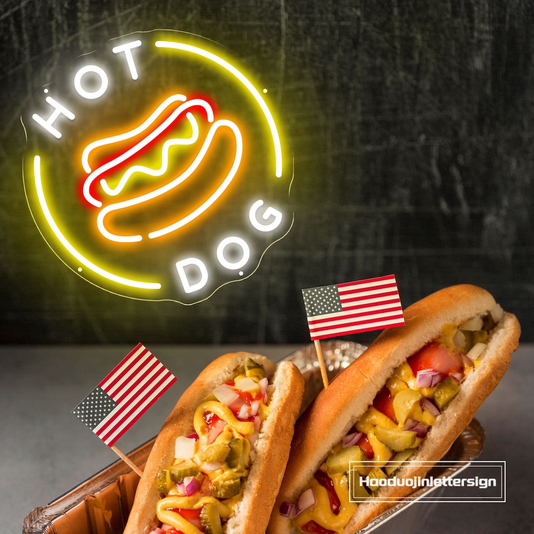Hot Dog Neon Sign, Custom Burger Sandwiches Restaurant LED Light Sign ...
