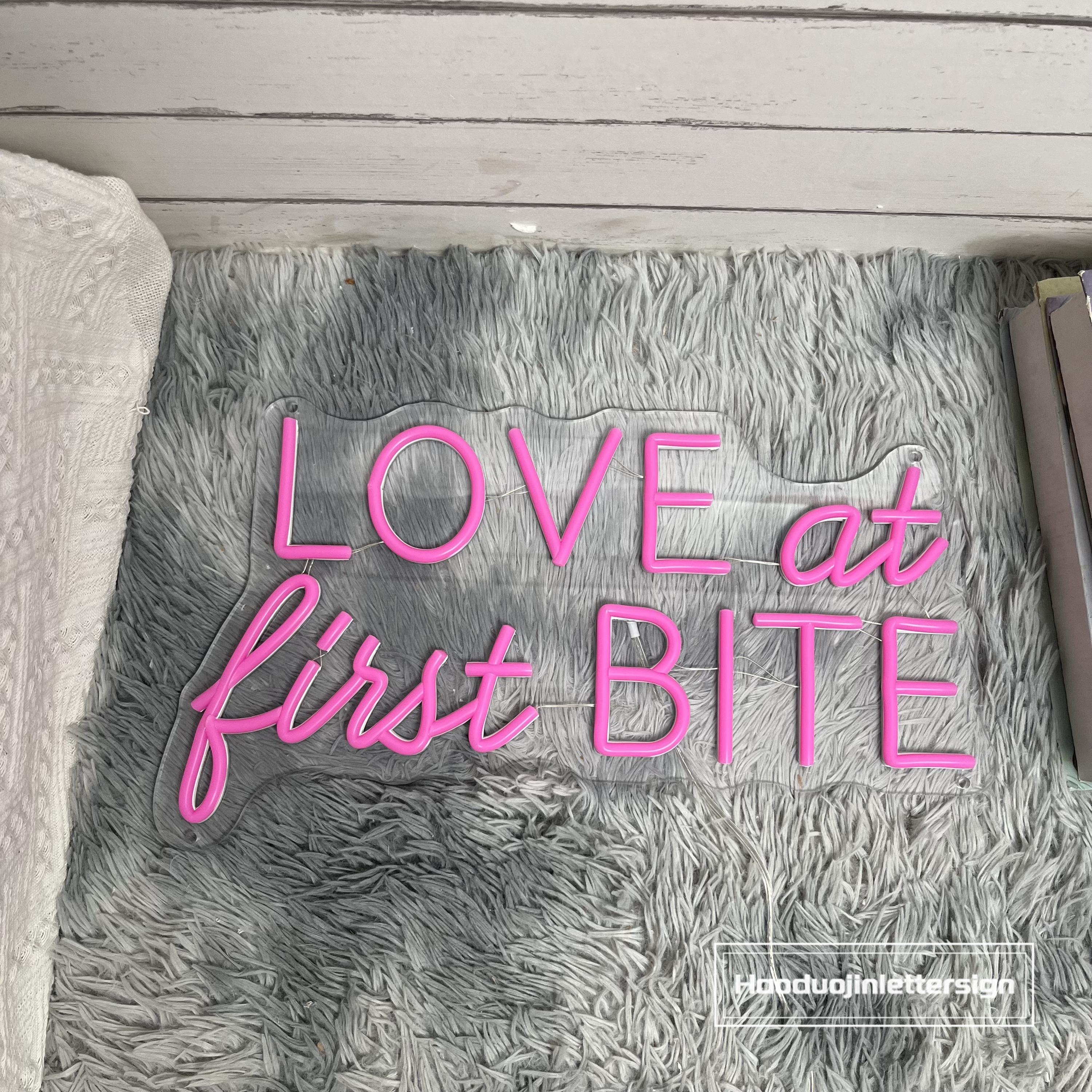 Love at First Bite Neon Sign, Custom Dessert Table LED Neon Light ...
