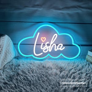 Custom Cloud Name Neon Sign, Personalized Girl Baby Kid's Room LED Neon ...