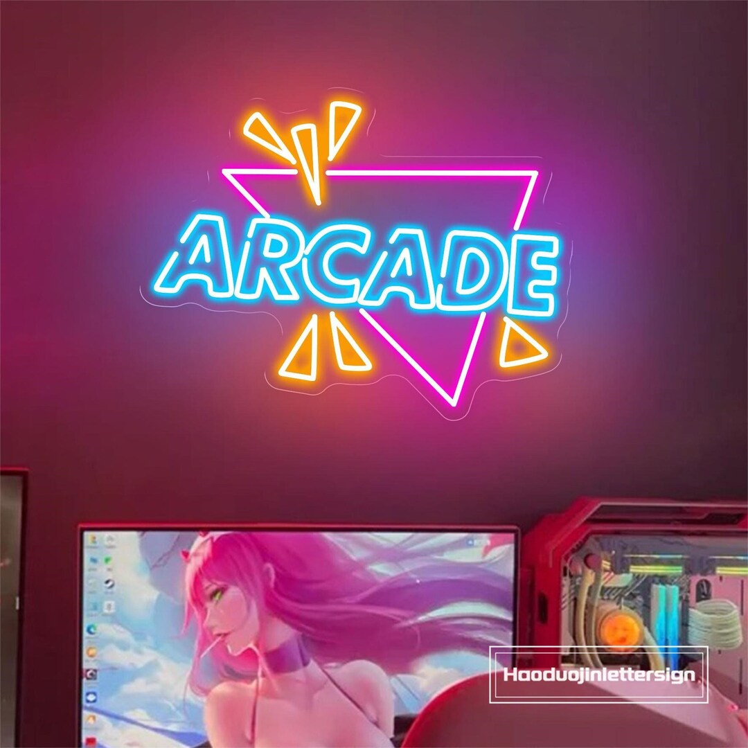 Arcade LED Neon Sign Custom Game Room Neon Light up Sign Retro Gaming ...
