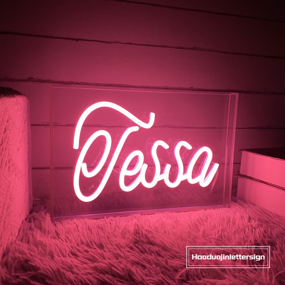 Custom Name Box LED Neon Sign, Name Table Neon Light Free Standing Desk ...