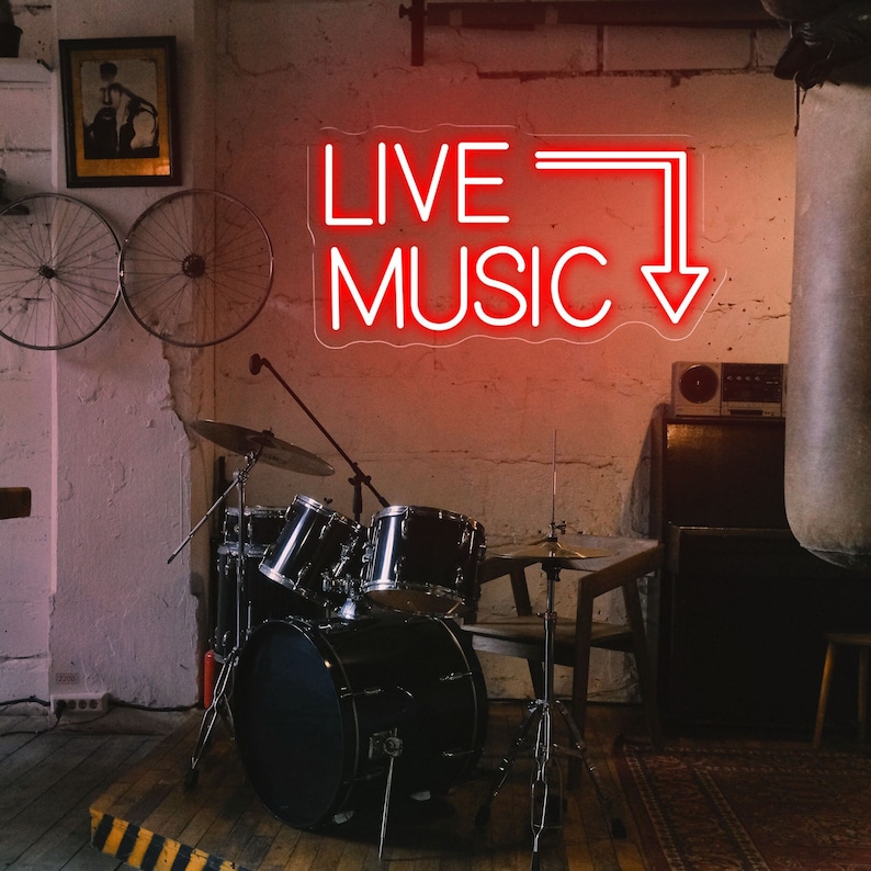 LIVE MUSIC LED Neon Sign, Custom Music Studio Neon Light Sign ...