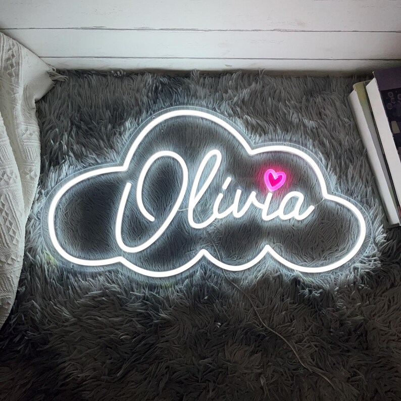 Custom Cloud Name Neon Sign, Personalized Girl Baby Kid's Room LED Neon ...