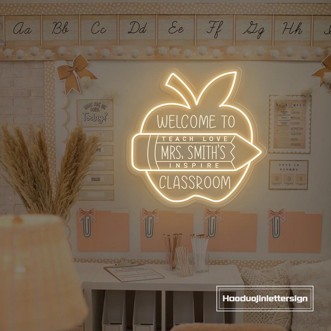 Custom Teacher Name Neon Sign, Personalized Teacher Name LED Neon Light ...