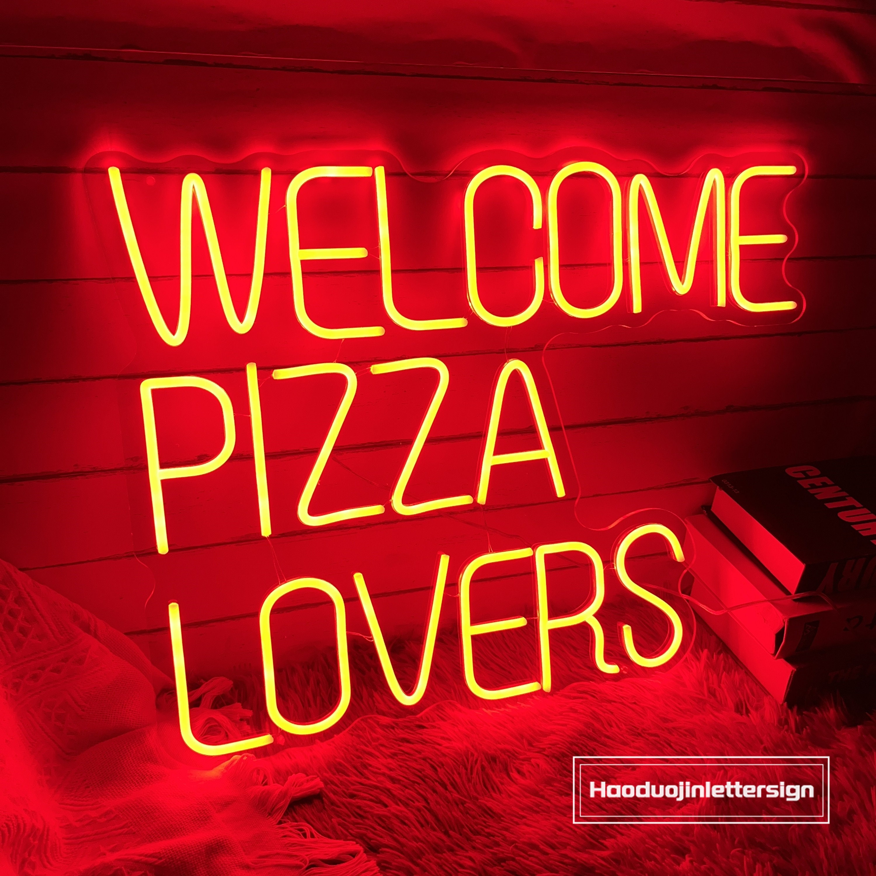 Welcome Pizza Lovers Neon Sign, Custom Pizza LED Neon Light, Fast Food ...