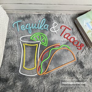 Tequila & Tacos LED Neon Sign, Custom Taco Party Mexican Restaurant ...