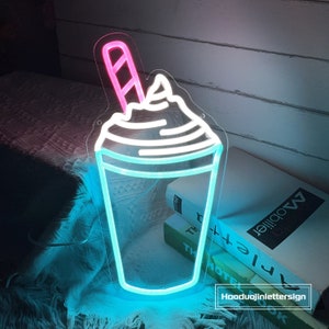 Milkshake Smoothie Ice Cream Custom Restaurant LED Neon Sign Light up ...
