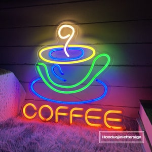 Coffee Cup LED Neon Sign, Custom Coffee Bar Shop Cafe Restaurant ...
