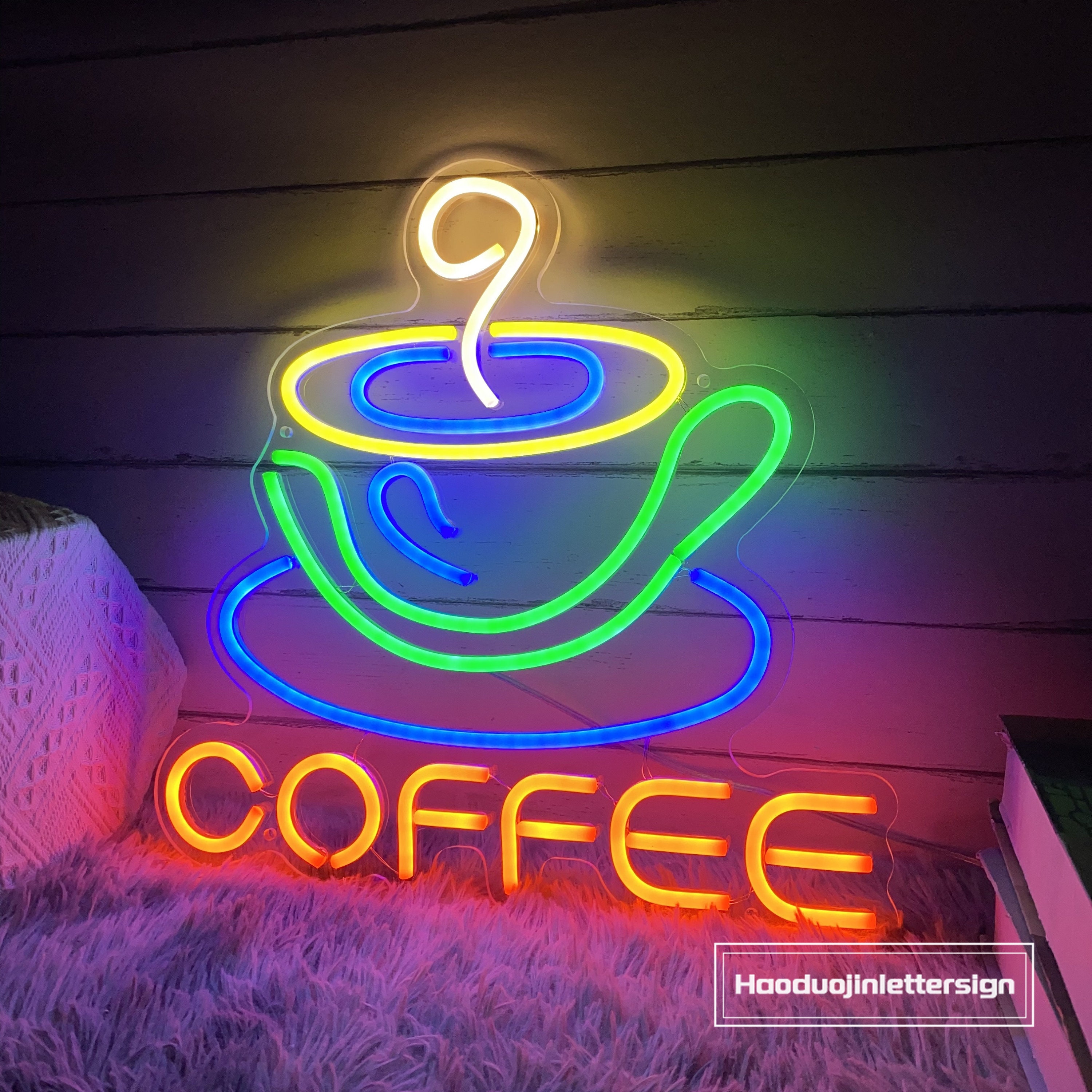 Coffee Cup LED Neon Sign, Custom Coffee Bar Shop Cafe Restaurant ...