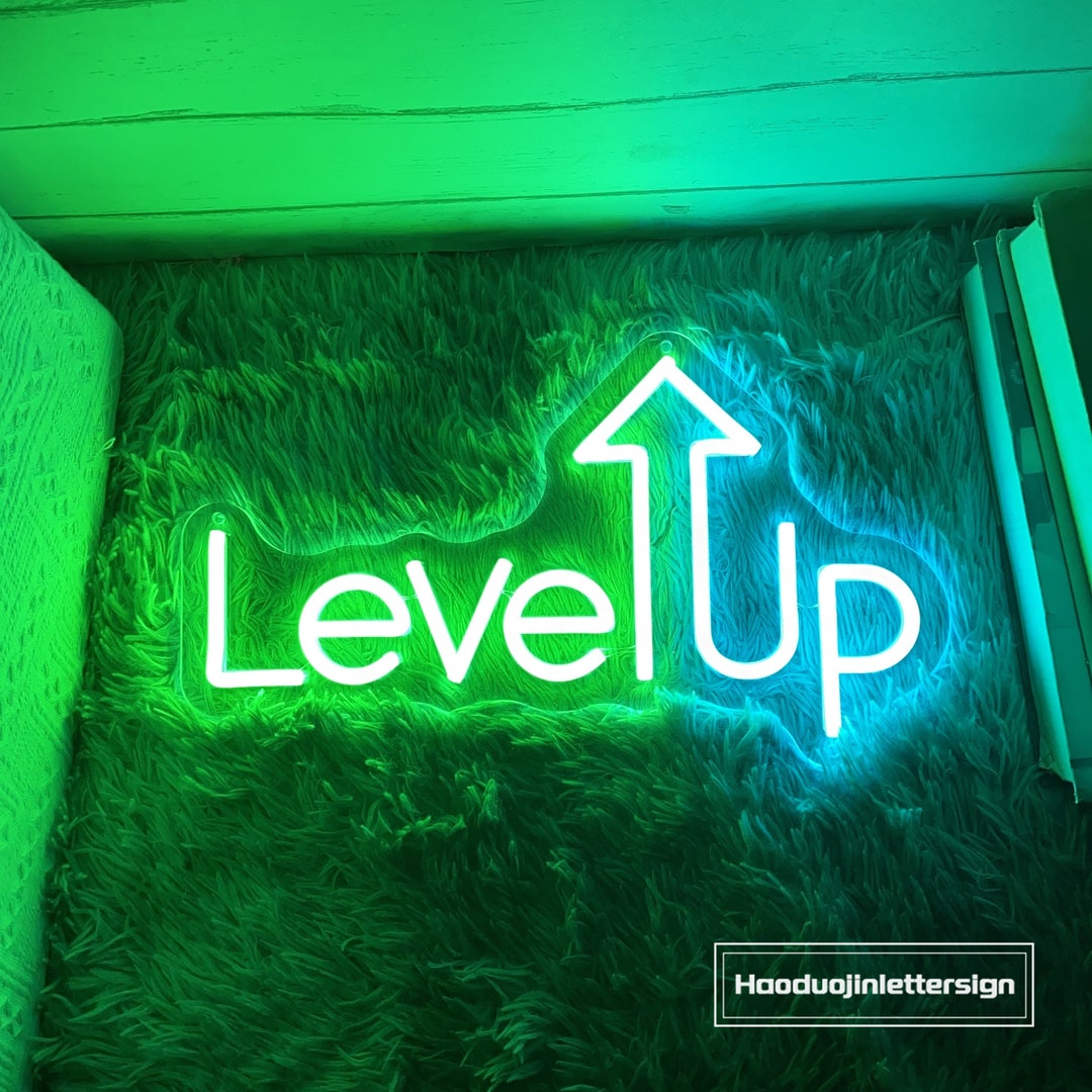 Level UP Neon Sign, Custom Game Room Game Zone LED Neon Light Wall Art ...