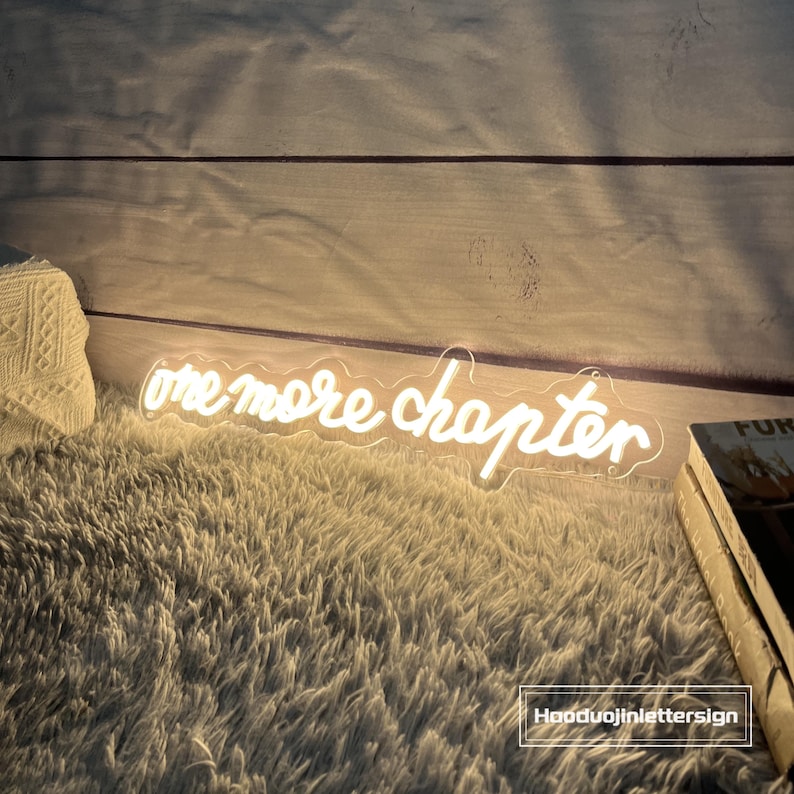 One More Chapter LED Neon Sign, Custom Home Library Neon Light Reading ...