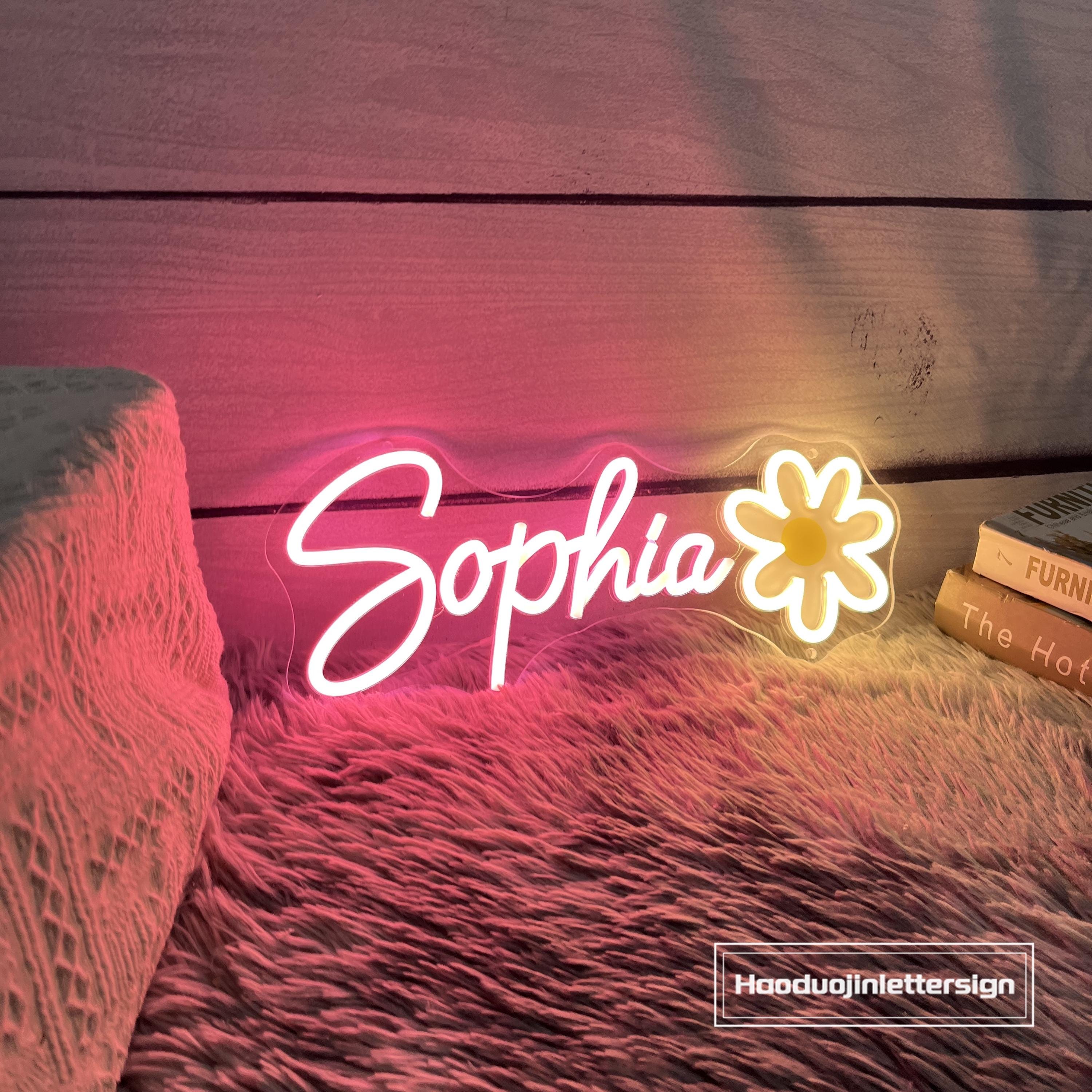 Custom Daisy Flower Name LED Neon Sign, Personalized Kid's Bedroom ...
