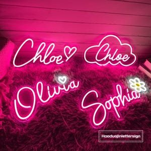 Custom Name LED Neon Sign, Personalized Girl Baby Kid's Room Bedroom ...