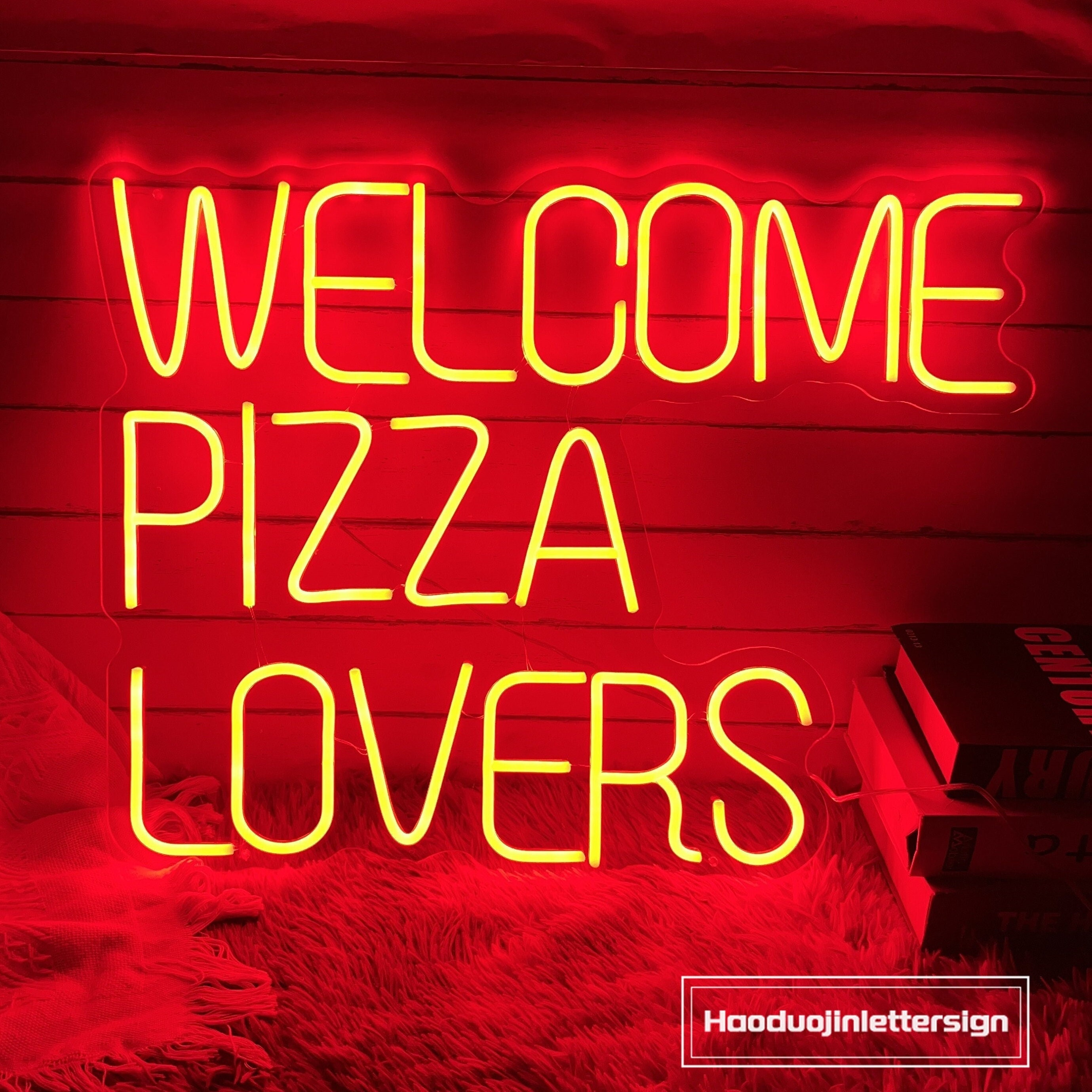 Welcome Pizza Lovers Neon Sign, Custom Pizza LED Neon Light, Fast Food ...