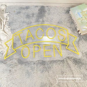 Tacos Open Custom Mexican Decor for Taco Party LED Neon Sign Food Light ...