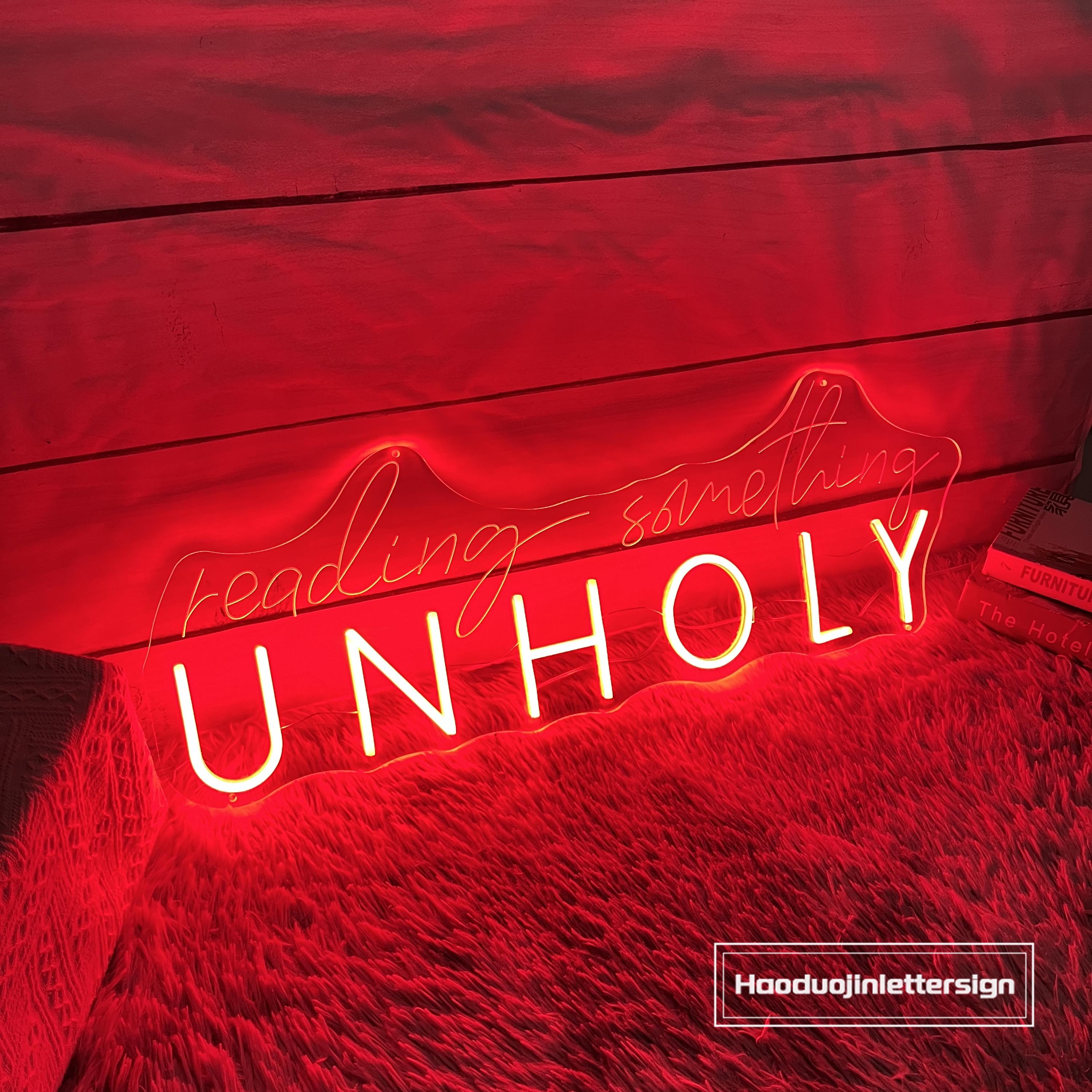 Reading Something Unholy LED Neon Sign, Custom Home Library Neon Light ...