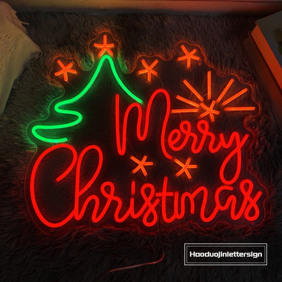 Merry Christmas Santa Claus Tree Neon Sign, Custom LED Neon Light Home ...