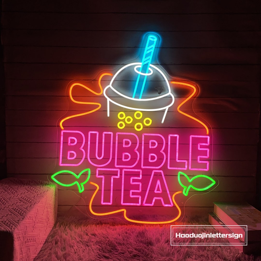 Bubble Tea Neon Sign, Custom Boba Tea Milk Tea LED Neon Light Drinks ...