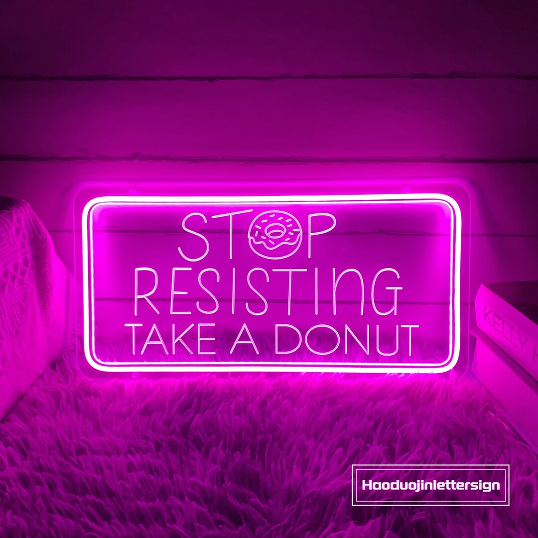 USB 3D Engraved Stop Resisting Take A Donut LED Neon Sign Custom Bakery ...
