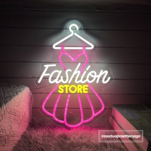 Fashion Store Neon Sign, Custom Clothing Boutique Wardrobe Hanger LED ...