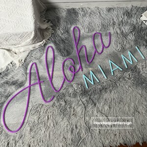 Aloha Miami Neon Sign, Custom Hawaii Bar LED Neon Light Home Wall Decor ...