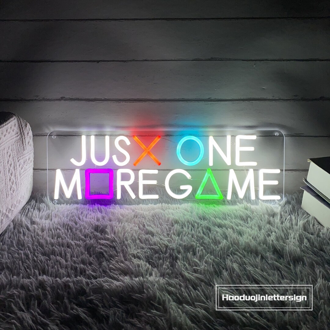 Just One More Game Neon Sign, Custom Game Room LED Neon Light Sign Game ...