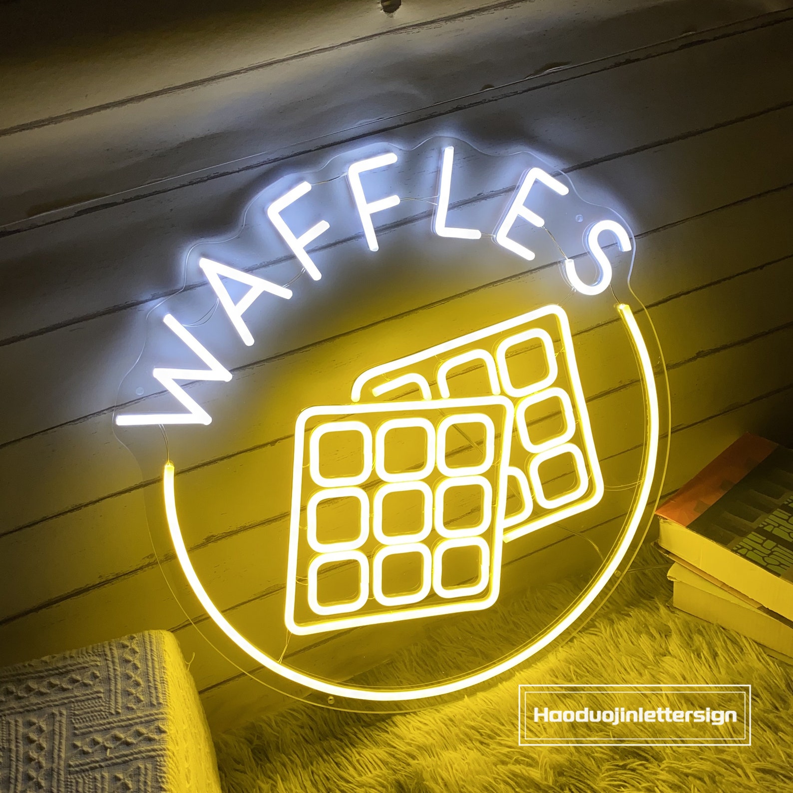 Waffles Neon Sign Custom Bakery Shop Dessert House LED Neon Light ...