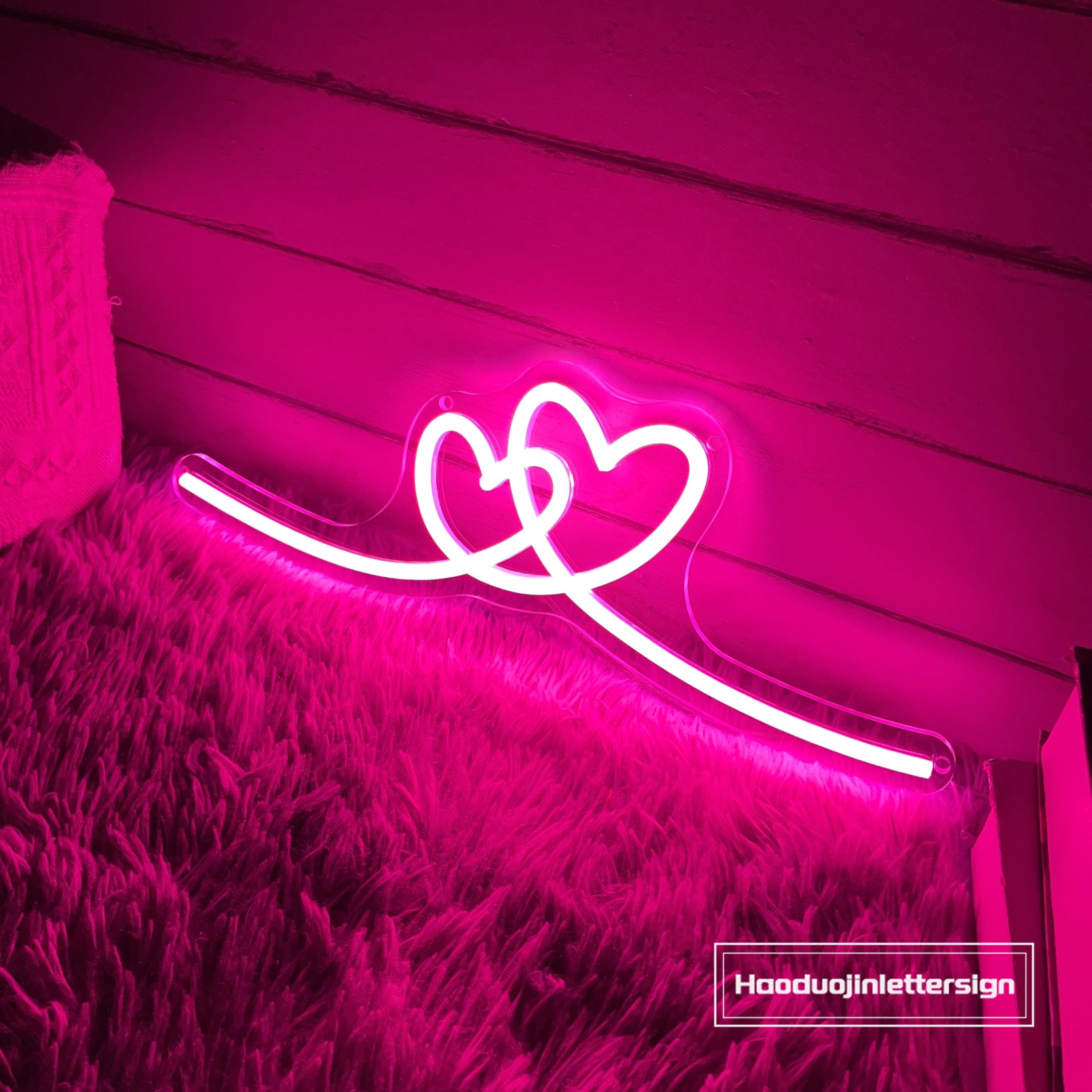 Double Heart LED Neon Sign, Custom Wedding Neon Light, Home Bedroom ...