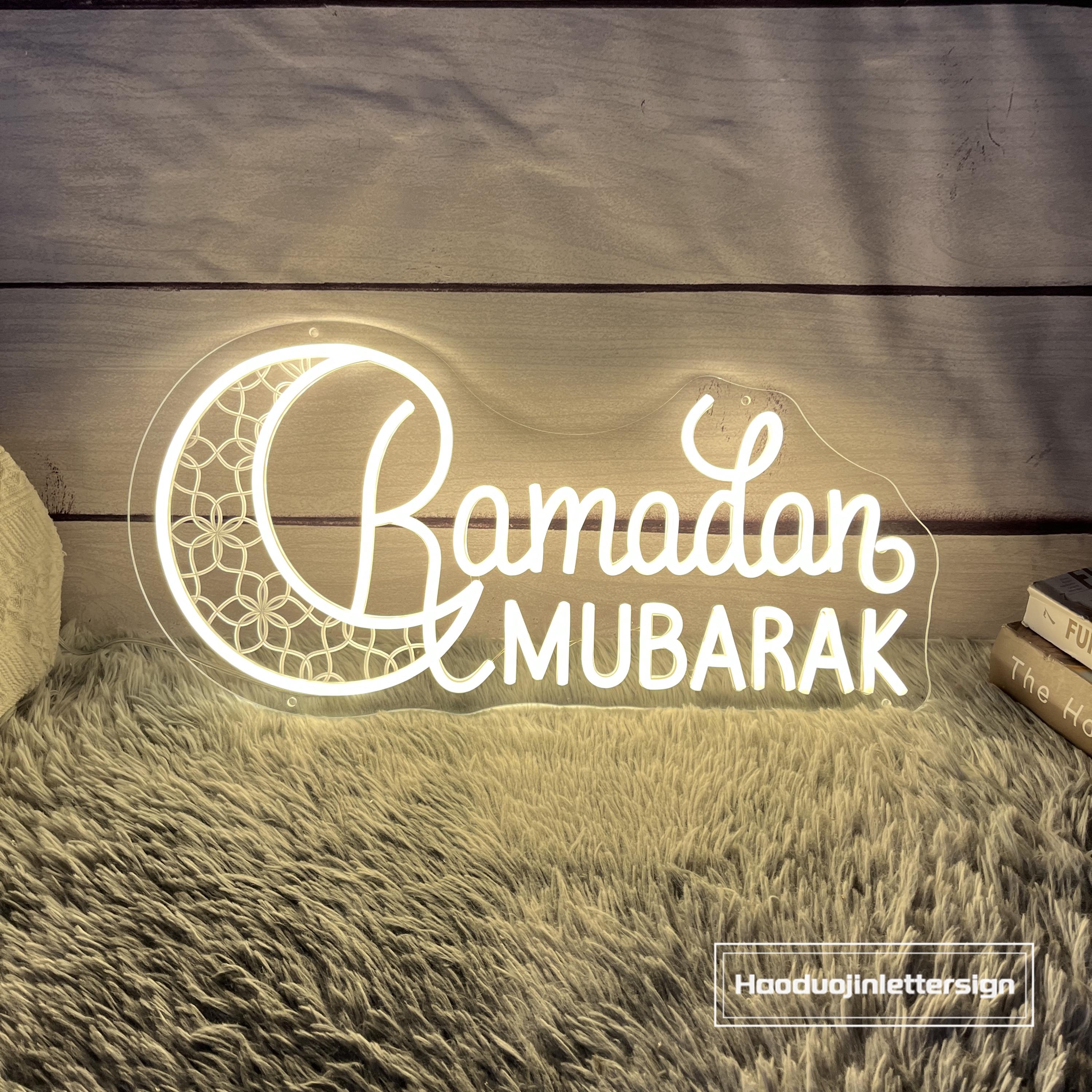 Ramadan Mubarak Neon Sign, Custom Crescent Moon LED Light, Eid Mubarak ...