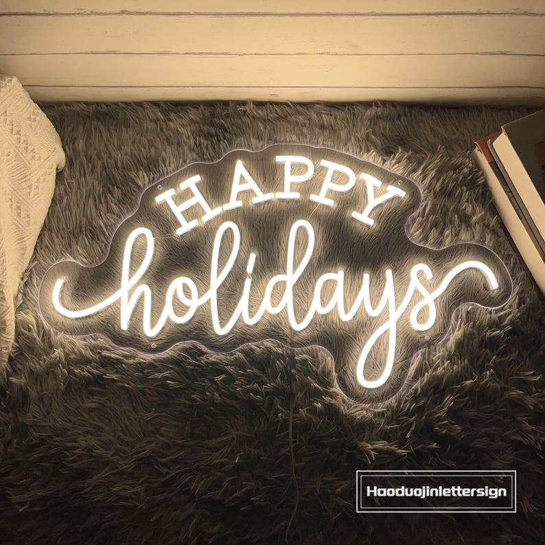 Happy Holidays Neon Sign, Custom Merry Christmas LED Light, Home Bar ...