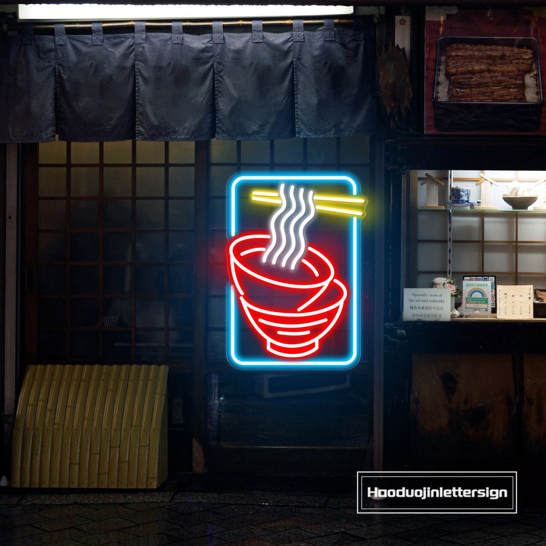 Ramen Bowl LED Neon Sign, Custom Japanese Ramen Noodles Restaurant Neon ...