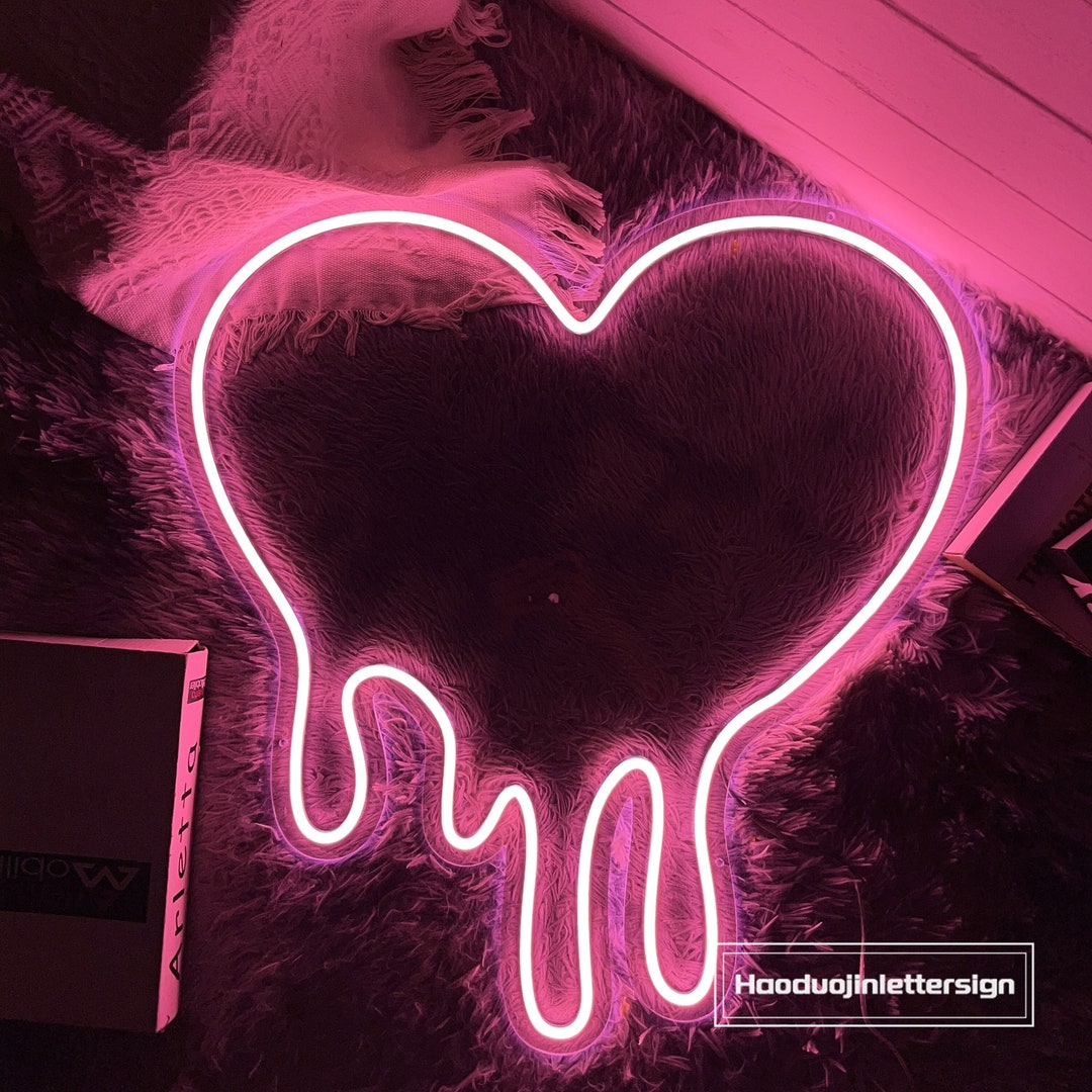 Melting Heart Neon Sign Custom Bleeding Dripping Heart LED - Etsy