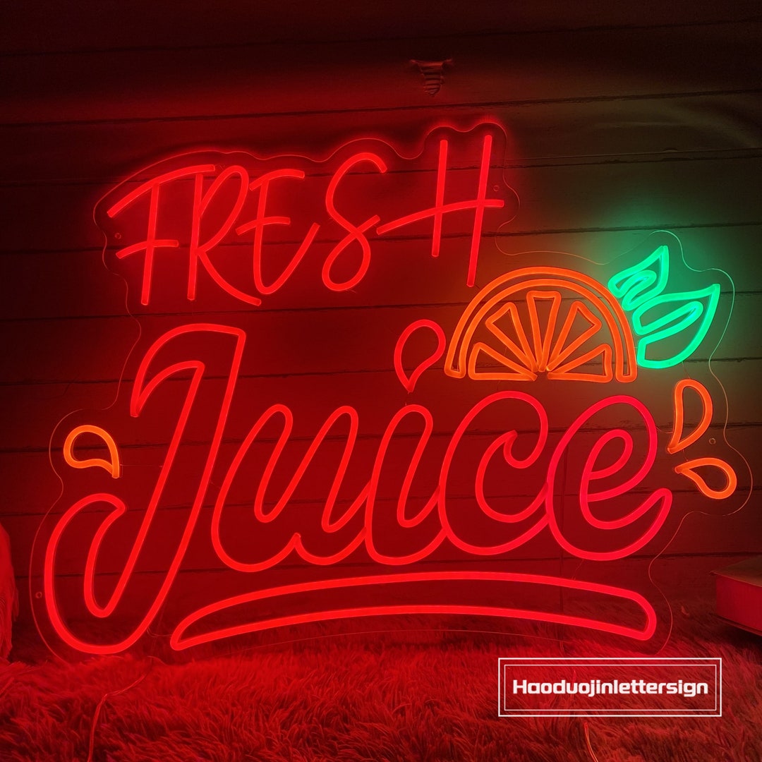 Fresh Juice Neon Sign Custom Drinks Orange Juice Boba Tea LED Neon ...