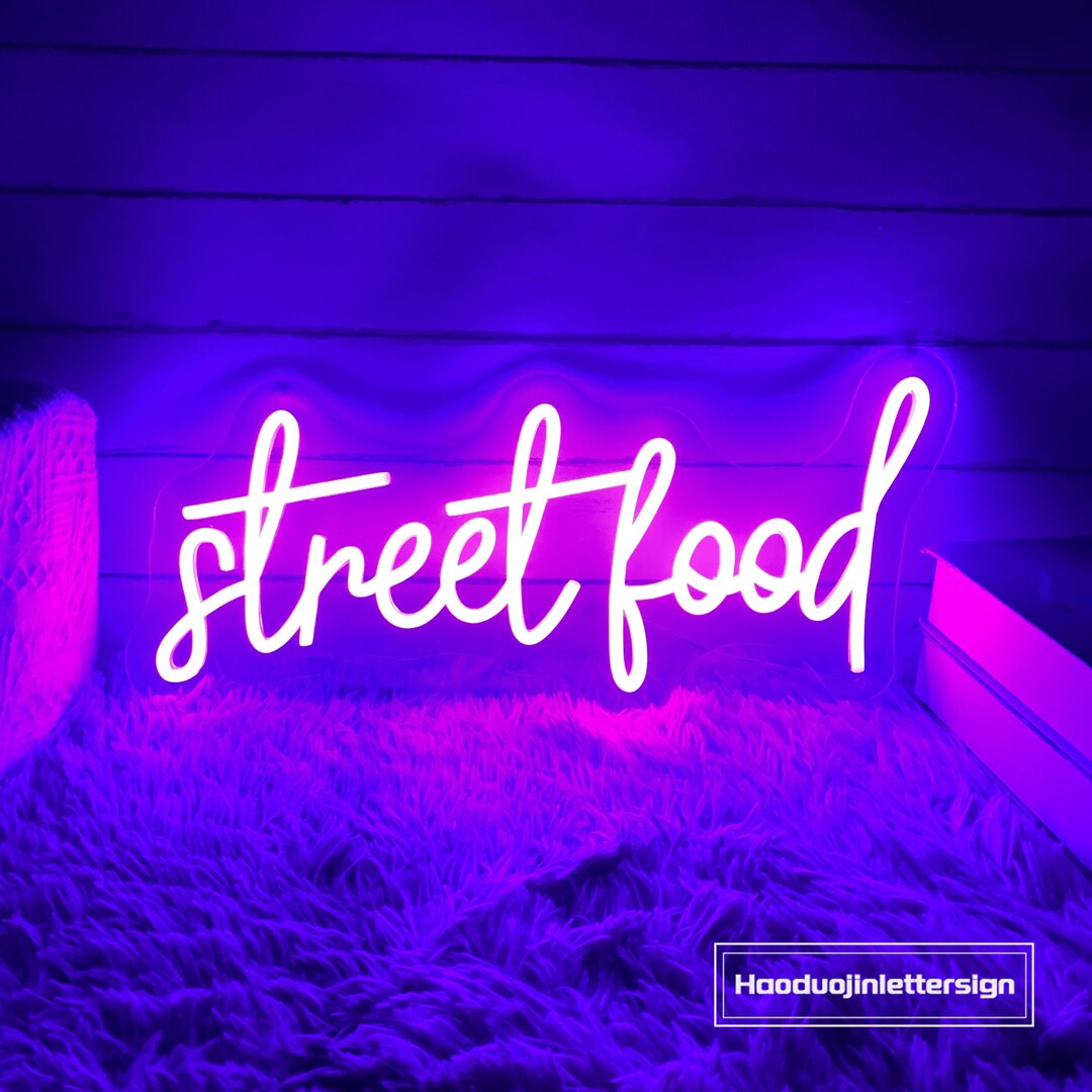 Street Food Neon Sign, Custom Snack Bar Restaurant LED Neon Night Light ...