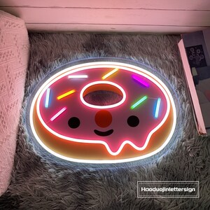 Cute Donut Neon Sign, Custom Food Bakery Dessert Sweet Donuts LED Neon ...