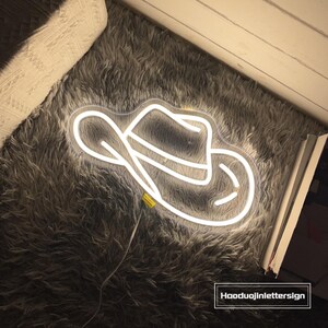 Cowgirl Hat LED Neon Sign, Cowboy Hat Neon Light Sign, Custom Western ...