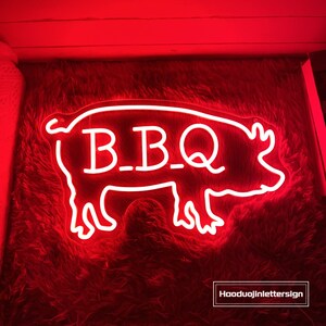BBQ Pig Neon Sign, Custom Korean Restaurant Steak House LED Neon Light ...