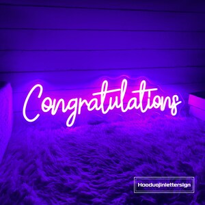 Congratulations Neon Sign, Custom Grad Party LED Neon Light Congrats ...