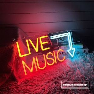 LIVE MUSIC Custom LED Neon Sign Personalized Neon Light up Sign Bar ...