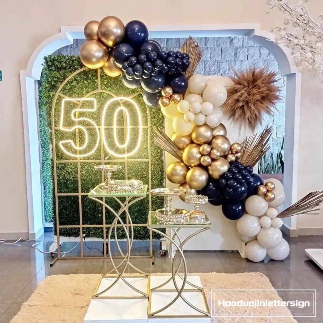 Custom Number LED Neon Sign, Fifty Light up Neon Number Letter Birthday ...