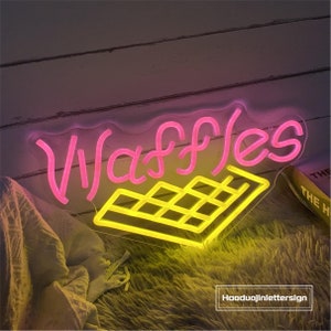 Waffles LED Neon Sign: Custom Bakery, Cafe, Home Decor - Etsy